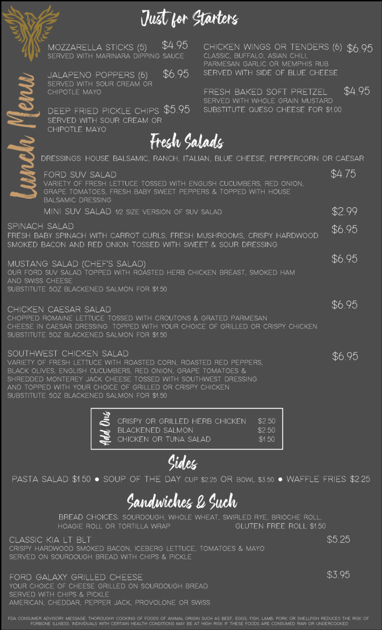 Our Menu – Thunderbird Cafe